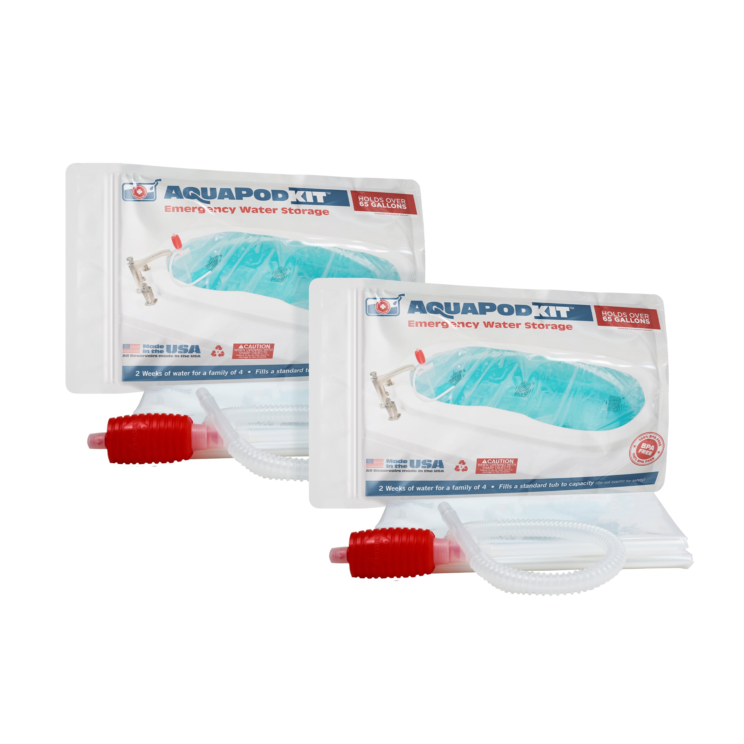 AquaPod Bathtub Bladder - Emergency Water Storage Solution (2 Bag kits ...